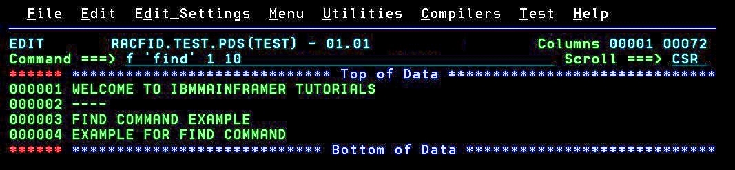 TSO-ISPF Tutorial - Find Command - www.cadcobol.com.br